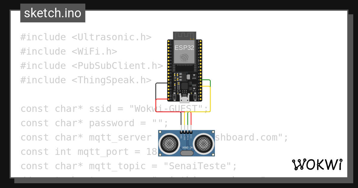 Sensor De Distanciathingspeakbroker Wokwi Esp32 Stm32 Arduino Simulator 0056