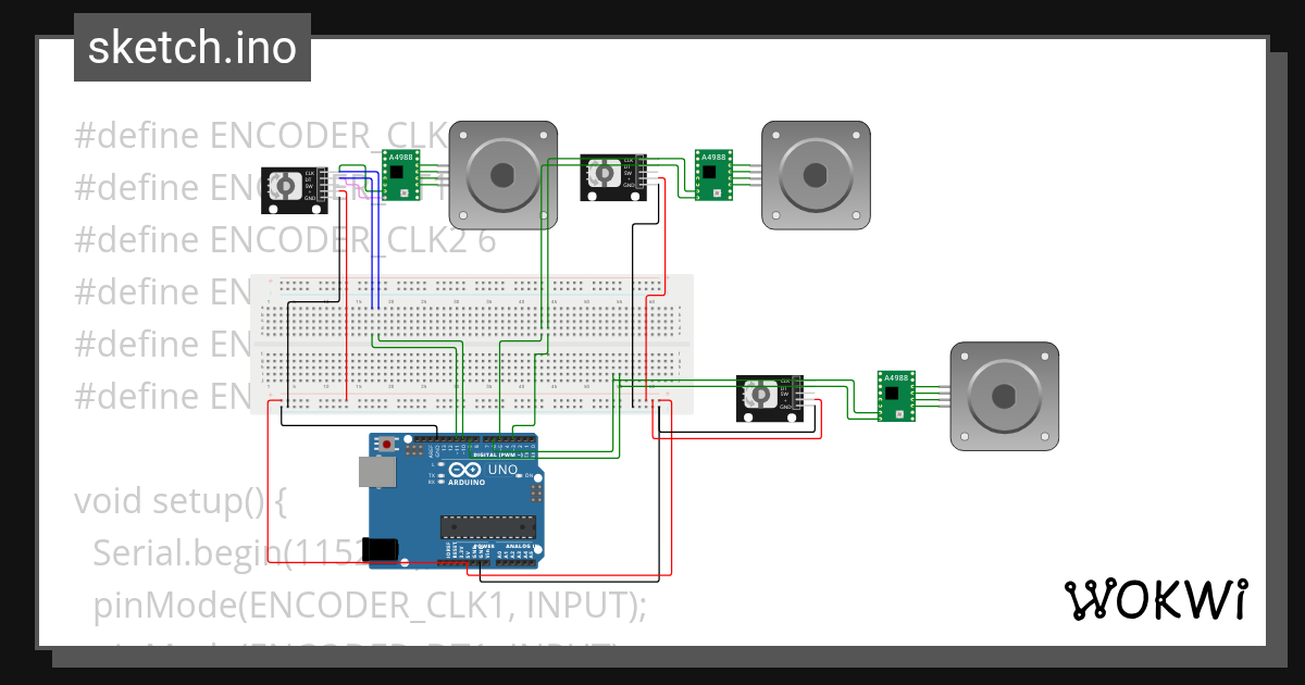3 STEPPER MOTOR CONTROL - Wokwi ESP32, STM32, Arduino Simulator
