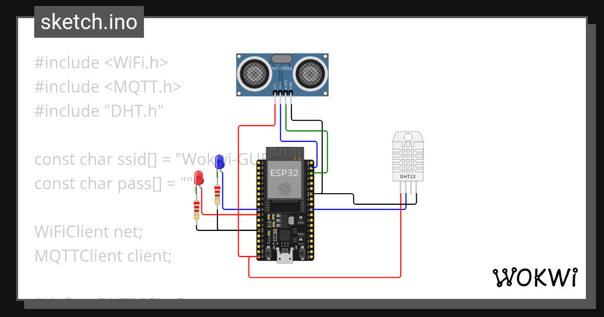 Kursus_DHT22_ultrasonic_led_mqtt.ino - Wokwi ESP32, STM32, Arduino Simulator