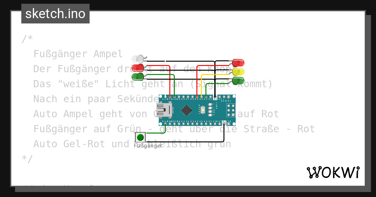 Fußgängerampel Wokwi Esp32 Stm32 Arduino Simulator