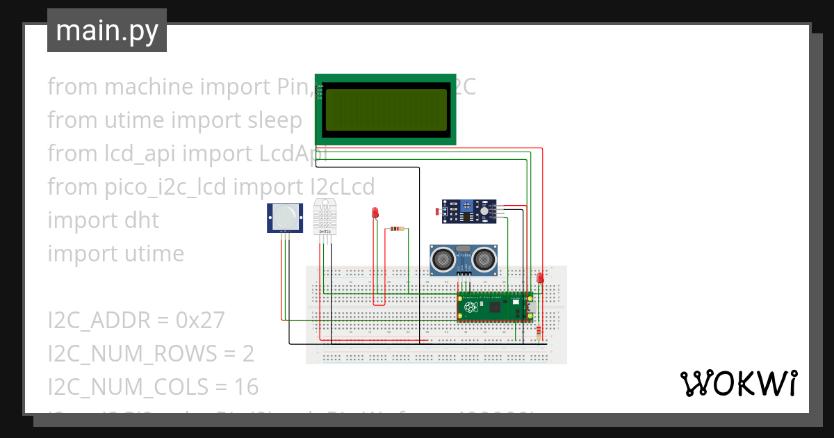 Raspberry Pi Pico W with DH22 and LCD1602 Temperature meter Copy (2) - Wokwi ESP32, STM32 ...