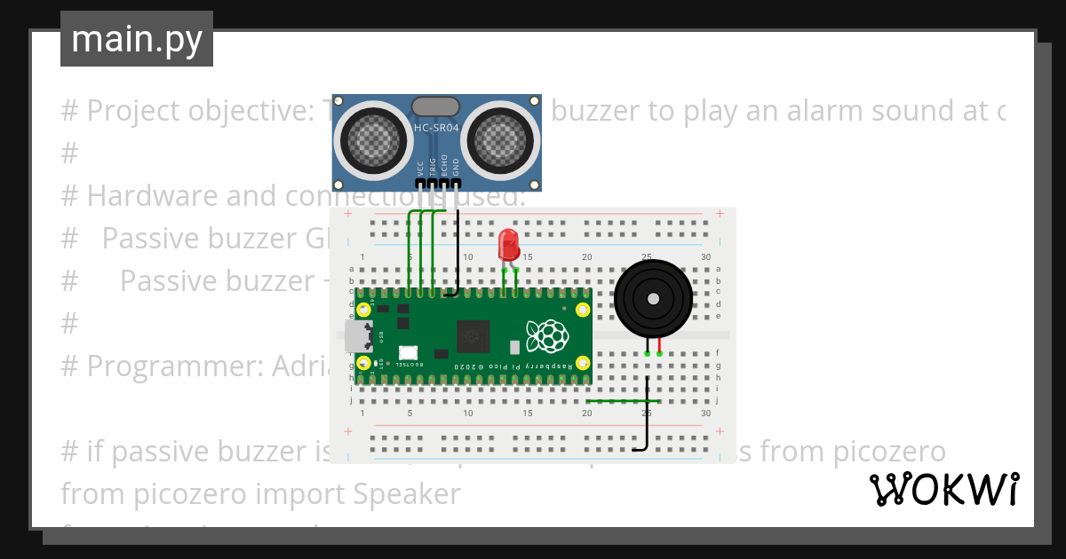 Raspberry Pi Pico Passive Buzzer (picozero) Copy - Wokwi ESP32, STM32, Arduino Simulator