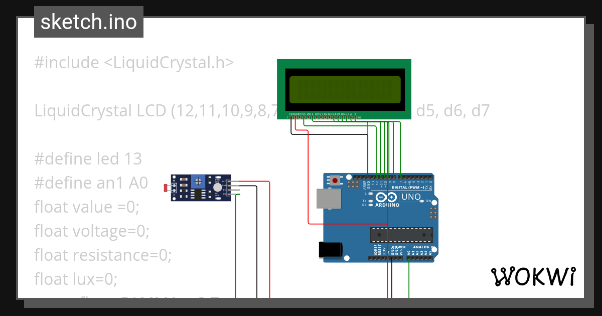 LCD & LDR - Wokwi ESP32, STM32, Arduino Simulator