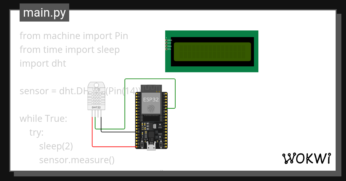 dht meter with lcd - Wokwi ESP32, STM32, Arduino Simulator