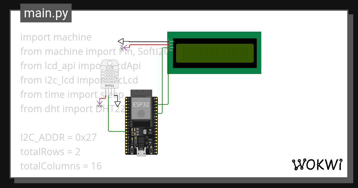 dht22 with lcd - Wokwi ESP32, STM32, Arduino Simulator