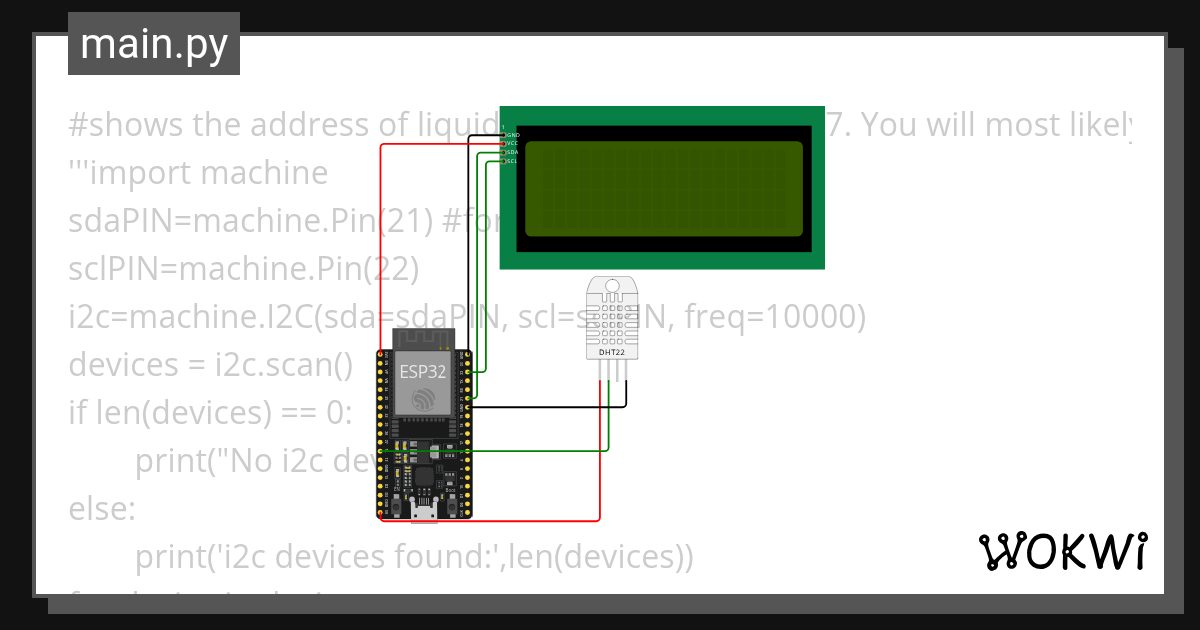 DHT SENSOR with lcd - Wokwi ESP32, STM32, Arduino Simulator