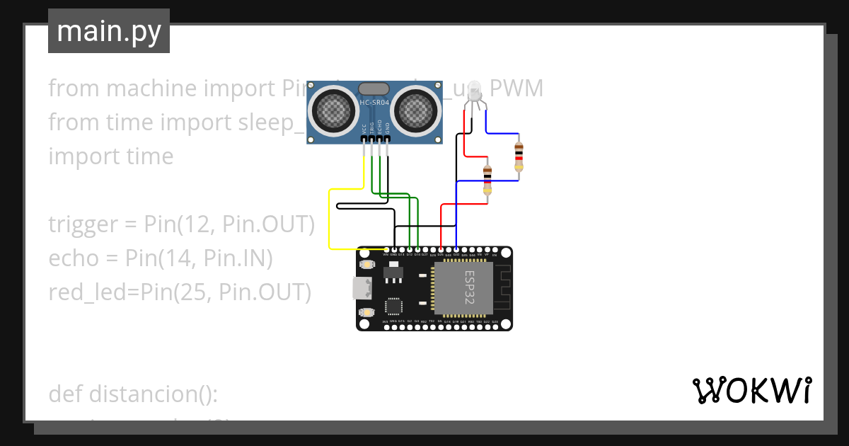 Парктроник Copy Wokwi Esp32 Stm32 Arduino Simulator 