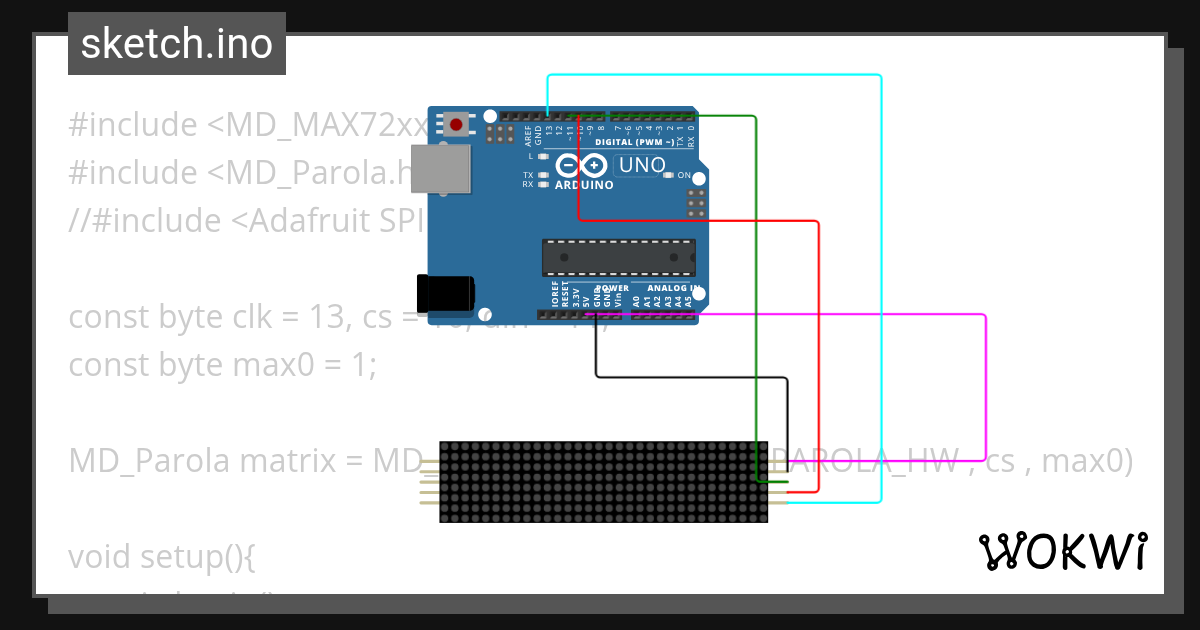 Matrix display - Wokwi ESP32, STM32, Arduino Simulator