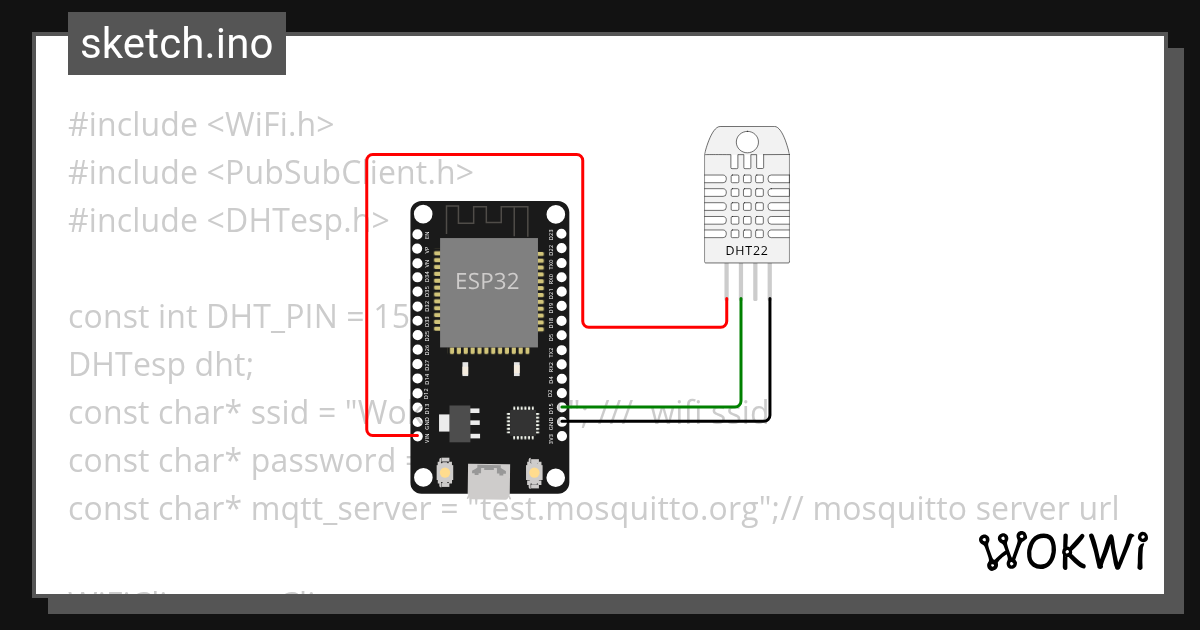 DHT 22 MQTT - Wokwi ESP32, STM32, Arduino Simulator