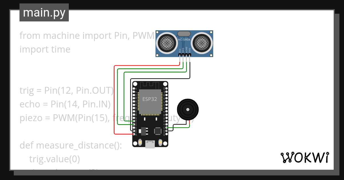 Парктроник Wokwi Esp32 Stm32 Arduino Simulator 