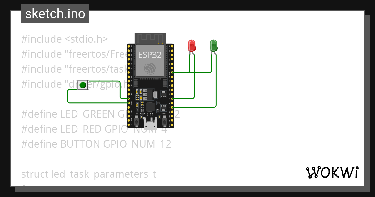 Double LED ISR - Wokwi ESP32, STM32, Arduino Simulator