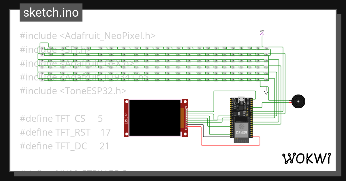 guitar leds - Wokwi ESP32, STM32, Arduino Simulator