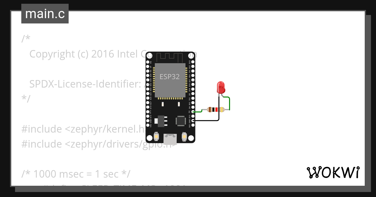 ZephyrOS ESP32 Blink Copy - Wokwi ESP32, STM32, Arduino Simulator