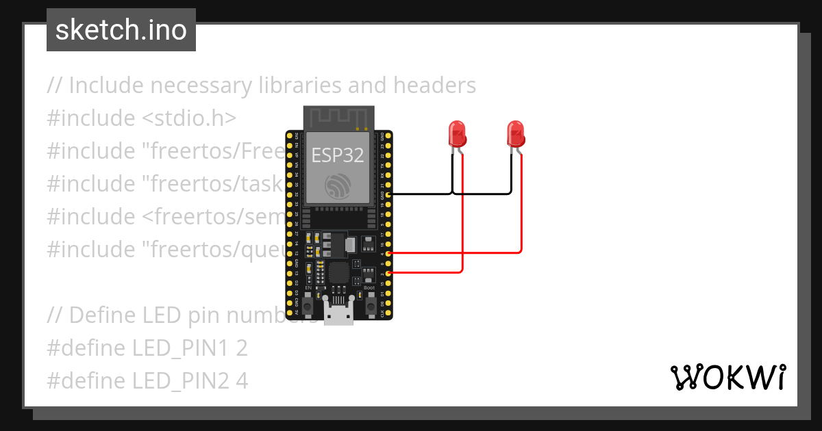 freeRTOS 2 LEDs Copy - Wokwi ESP32, STM32, Arduino Simulator
