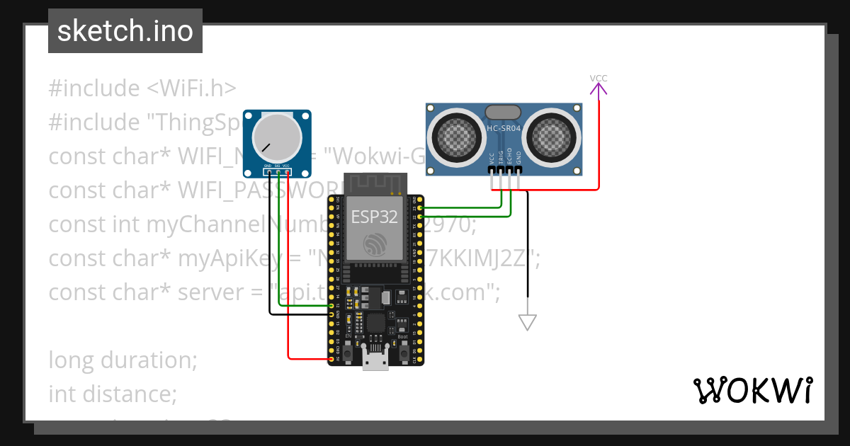 Ultrasonic & pot - Wokwi ESP32, STM32, Arduino Simulator