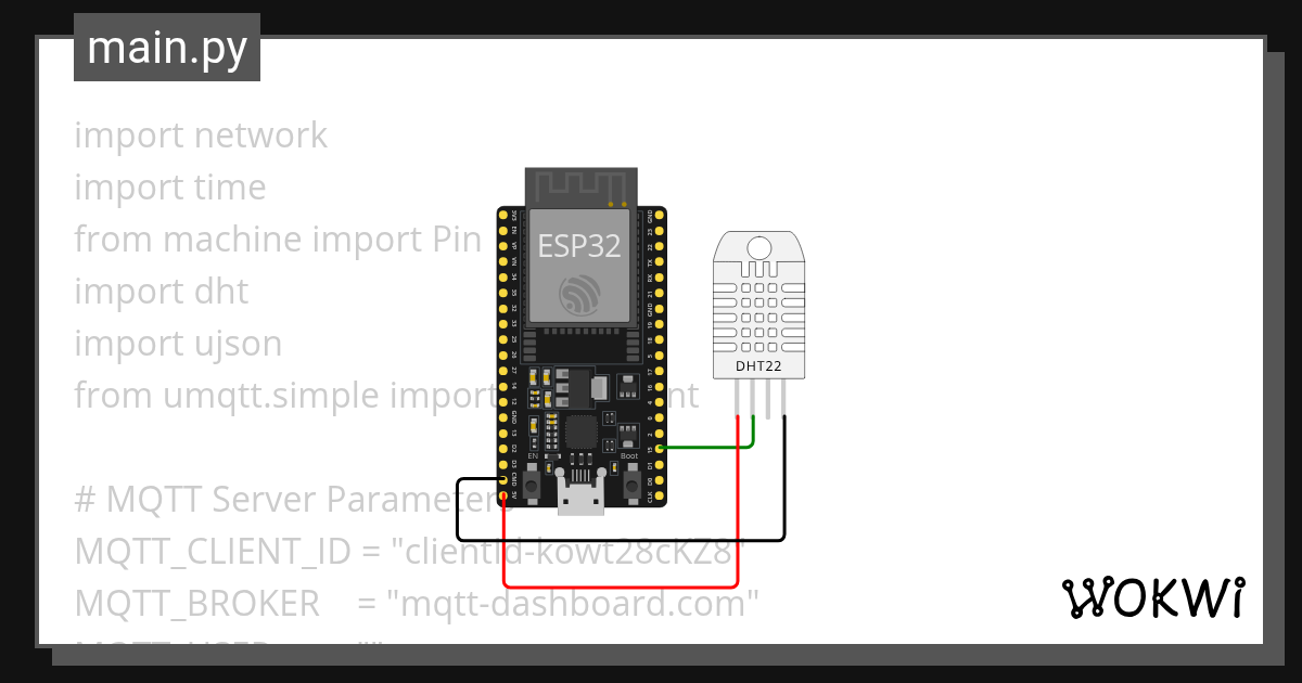 temperature and MQTT - Wokwi ESP32, STM32, Arduino Simulator