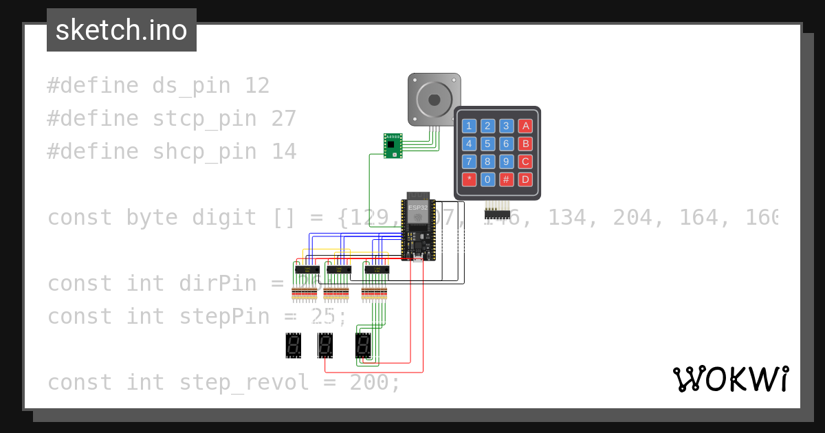 2 Segments Stepper Wokwi Esp32 Stm32 Arduino Simulator 