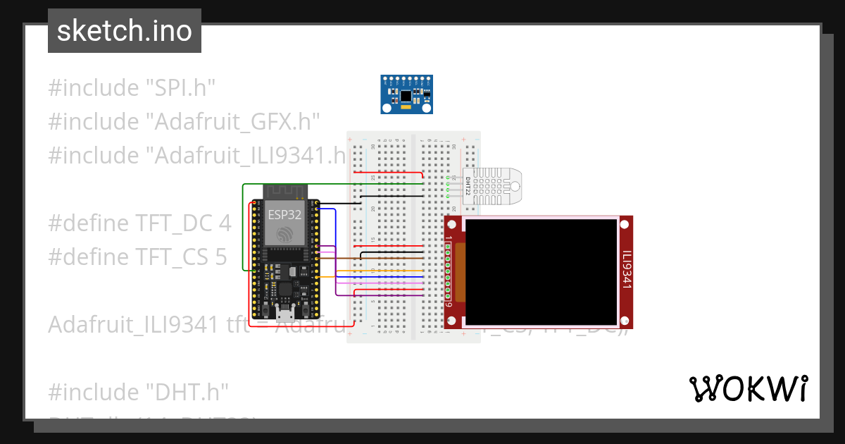 tft, dht22 - Wokwi ESP32, STM32, Arduino Simulator