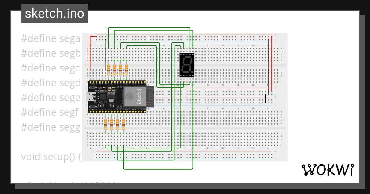 7 segmentos - Wokwi ESP32, STM32, Arduino Simulator