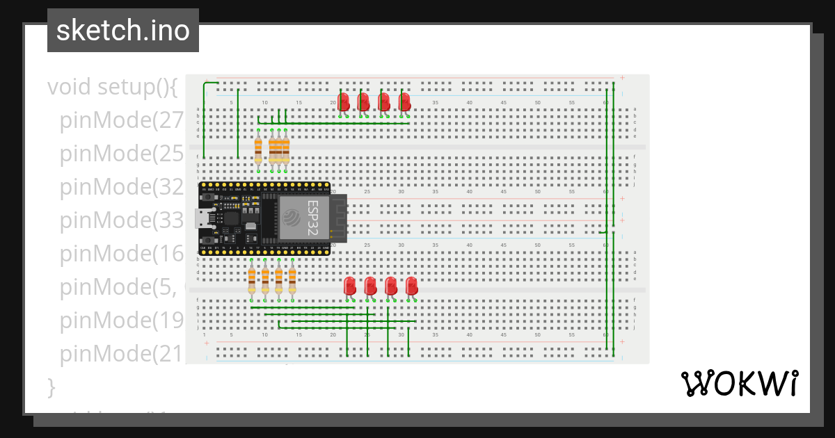 practica 2 acendente de dos en dos - Wokwi ESP32, STM32, Arduino Simulator