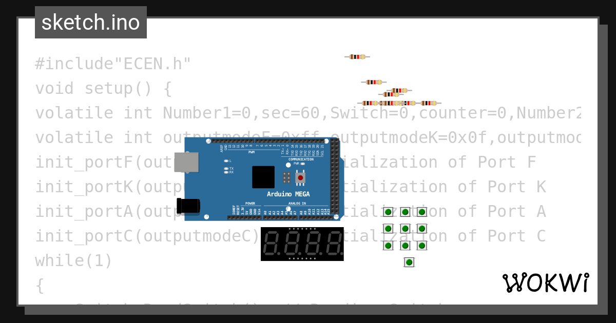 7 Segement Display And Switch Wokwi Esp32 Stm32 Arduino Simulator 3131