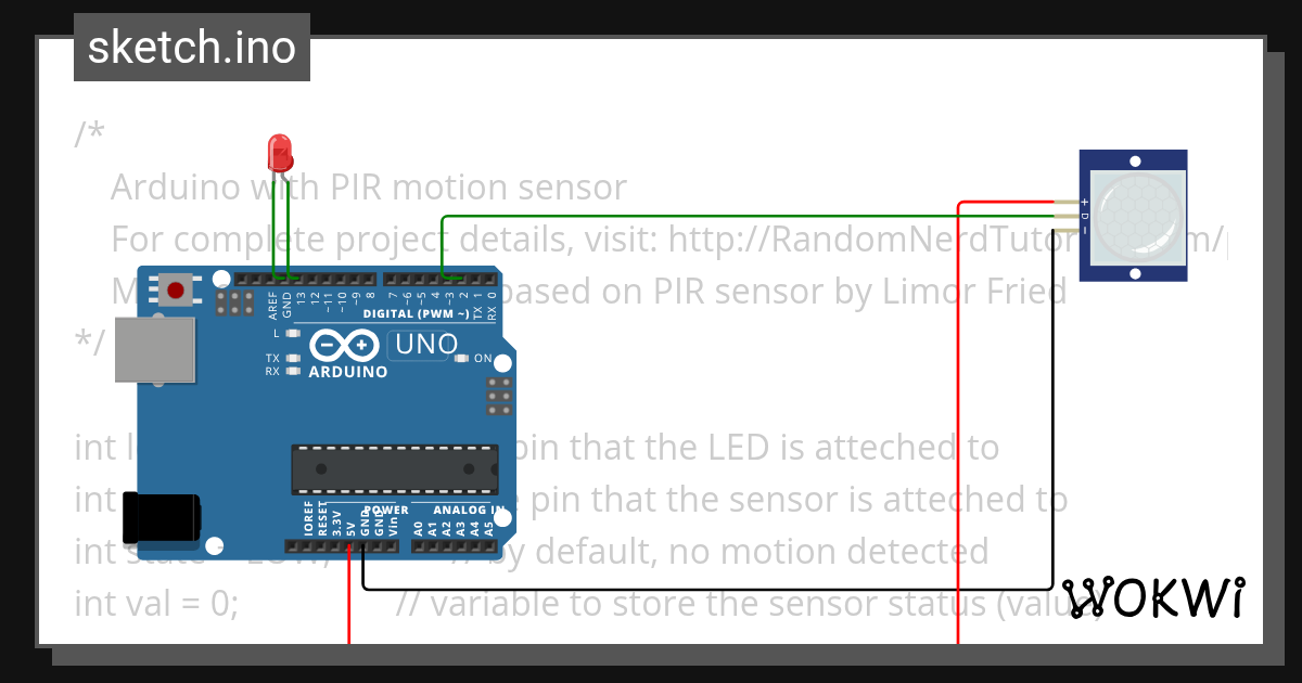 pir motion sensor - Wokwi ESP32, STM32, Arduino Simulator