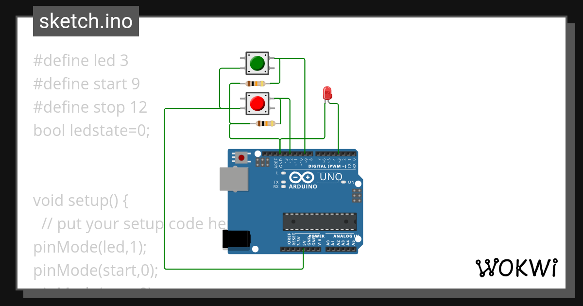 2 Pushbutton 1 Led Wokwi Esp32 Stm32 Arduino Simulator 9417