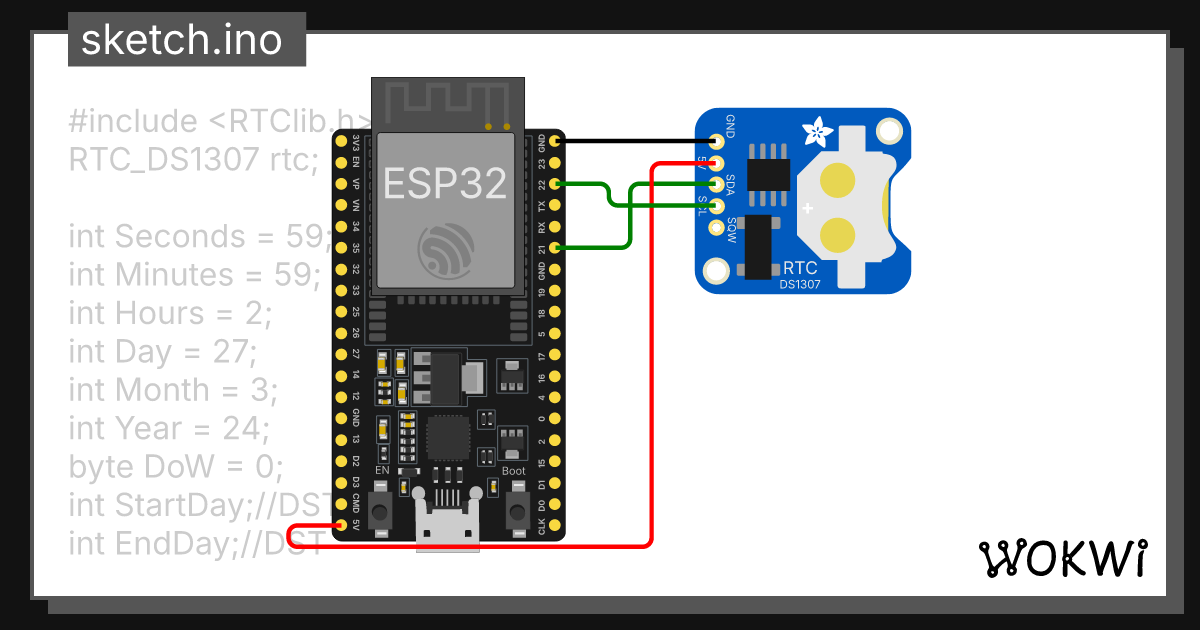 RTC DST Adjust V2 - Wokwi ESP32, STM32, Arduino Simulator