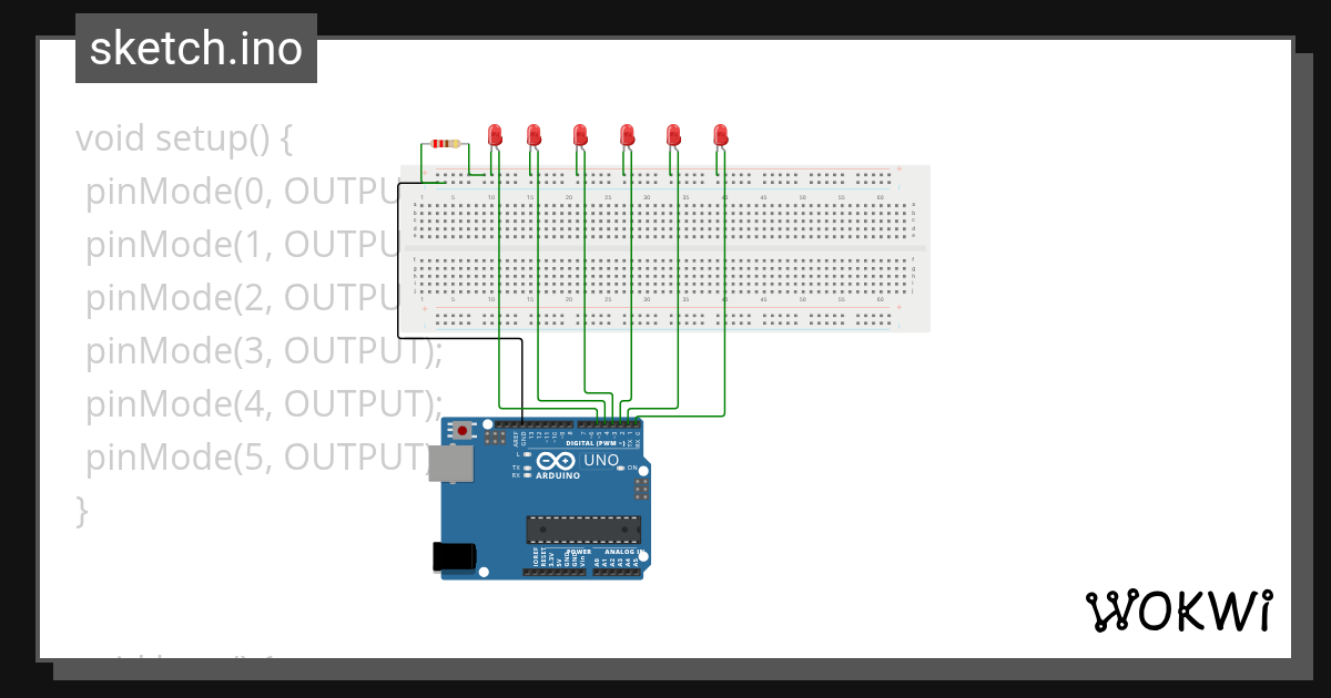 Darbas su diodais. 3 užd. - Wokwi ESP32, STM32, Arduino Simulator