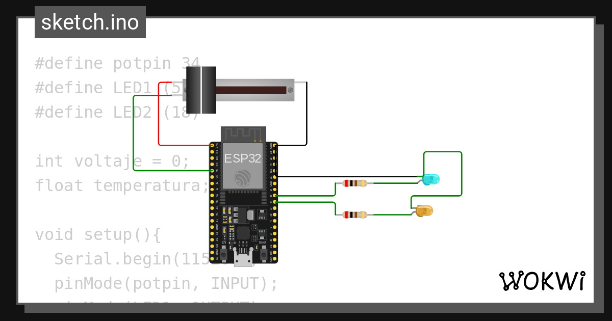 Potenciómetro Wokwi Esp32 Stm32 Arduino Simulator 7447