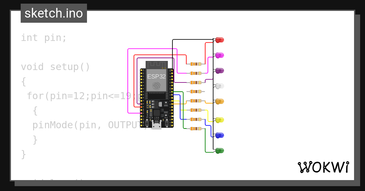 8leds Wokwi Esp32 Stm32 Arduino Simulator