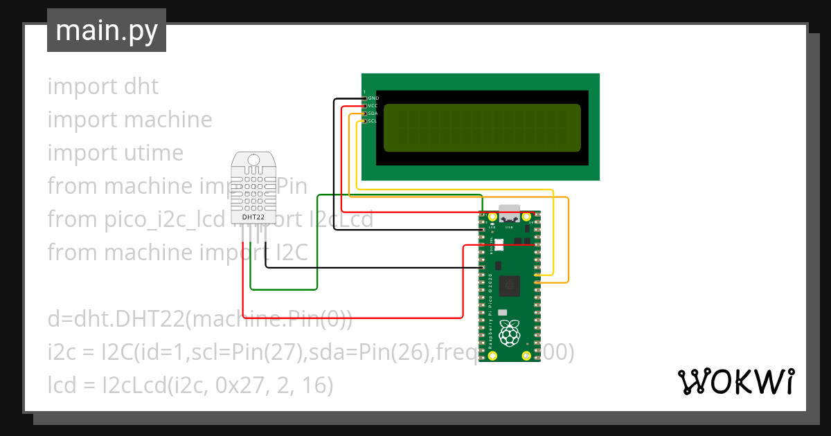 dht22_display - Wokwi ESP32, STM32, Arduino Simulator