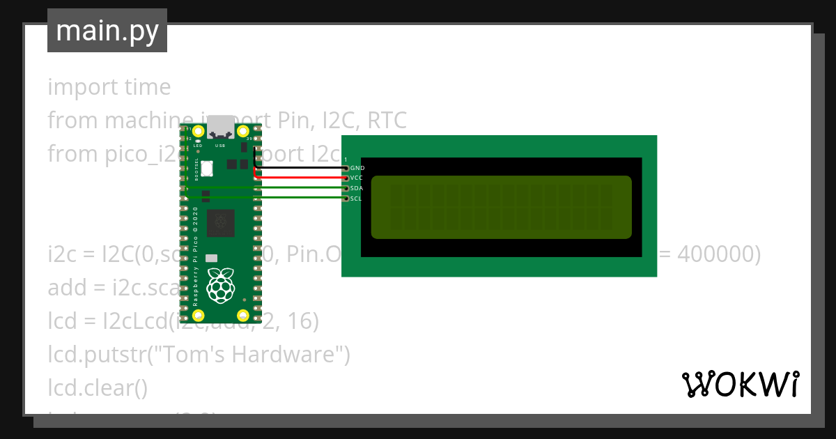 lcd clock - Wokwi ESP32, STM32, Arduino Simulator