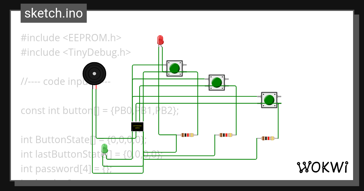 attiny passcode - Wokwi ESP32, STM32, Arduino Simulator