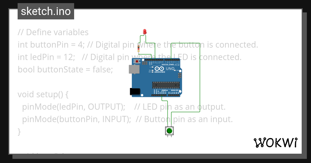 Controlling Led With Push Button Wokwi Esp32 Stm32 Arduino Simulator