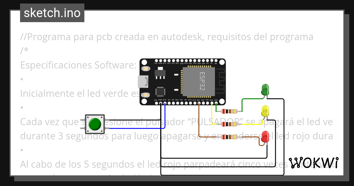 Semáforo Wokwi Esp32 Stm32 Arduino Simulator 7680