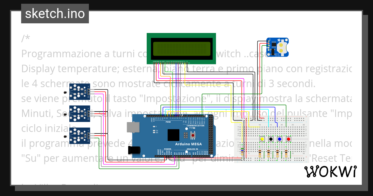 Scorrimento automatico Menù con funzione switch 02 - Wokwi ESP32, STM32, Arduino Simulator