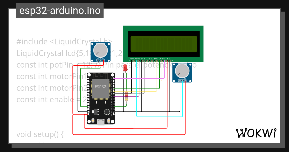 .ino Potenciometro motor con LCD - Wokwi ESP32, STM32, Arduino Simulator