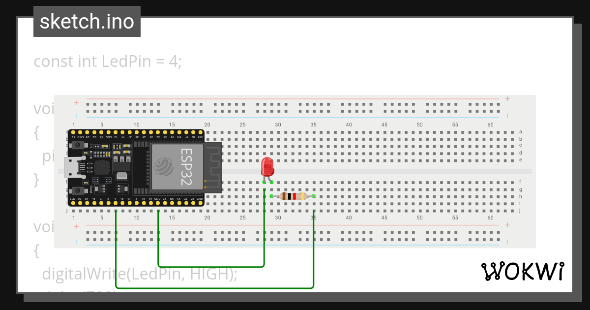 Led Pinagem - Wokwi ESP32, STM32, Arduino Simulator