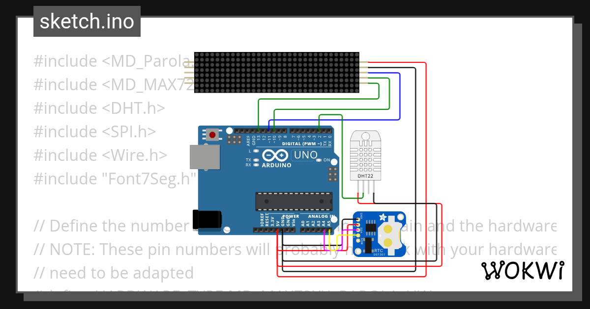 DIGITAL CLOCK WITH TEMPERATURE AND HUMINDITY SENSOR - Wokwi ESP32, STM32, Arduino Simulator