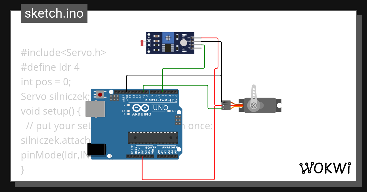 servo servo plus ldr - Wokwi ESP32, STM32, Arduino Simulator