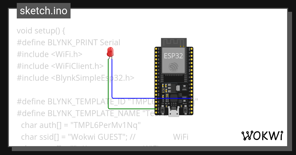 Test Led Wokwi Esp32 Stm32 Arduino Simulator 