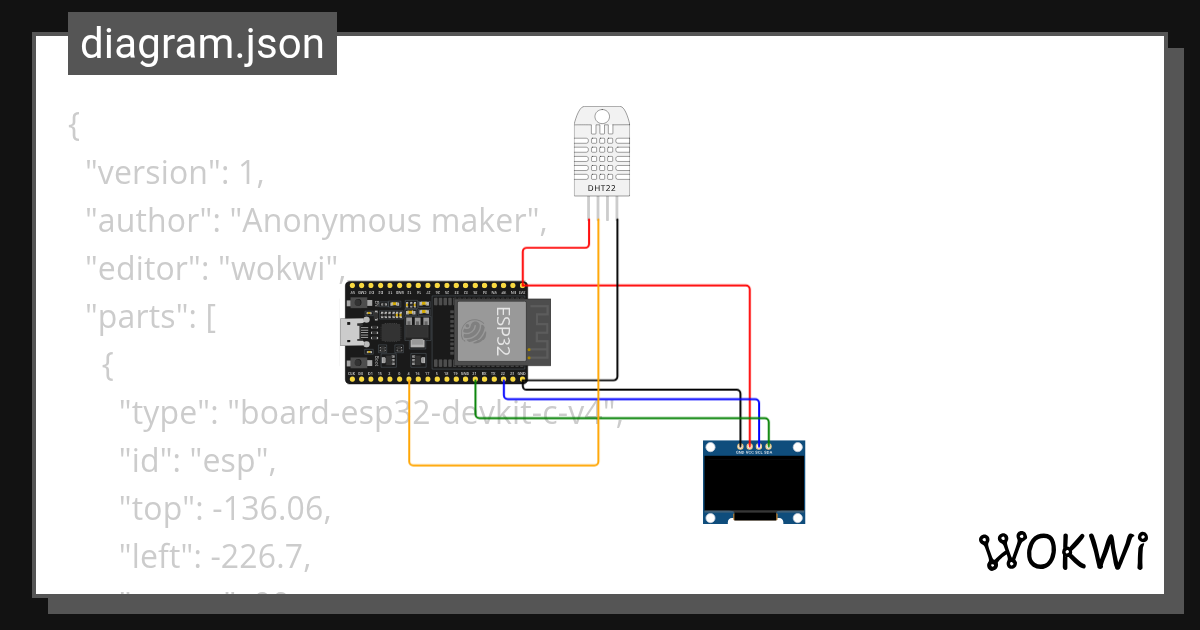 OLED顯示模組延伸練習-組合應用練習(顯示實際時間及溫濕度) Copy - Wokwi ESP32, STM32, Arduino Simulator