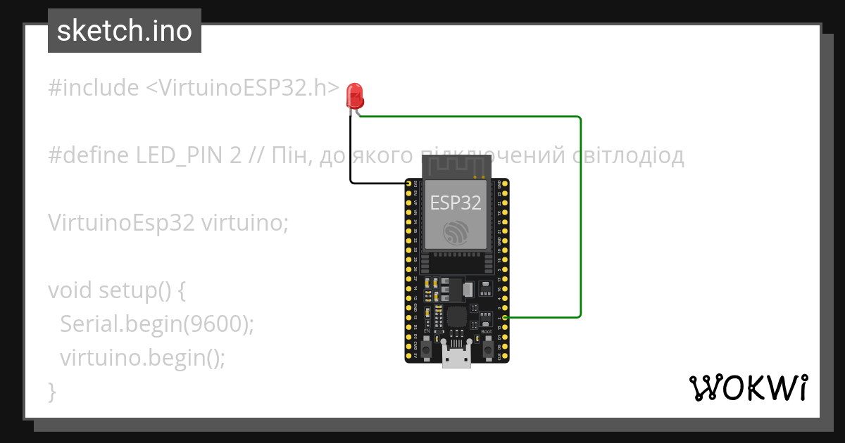 14 світлодіода на основі платформи Virtuino ESP32. - Wokwi ESP32, STM32, Arduino Simulator