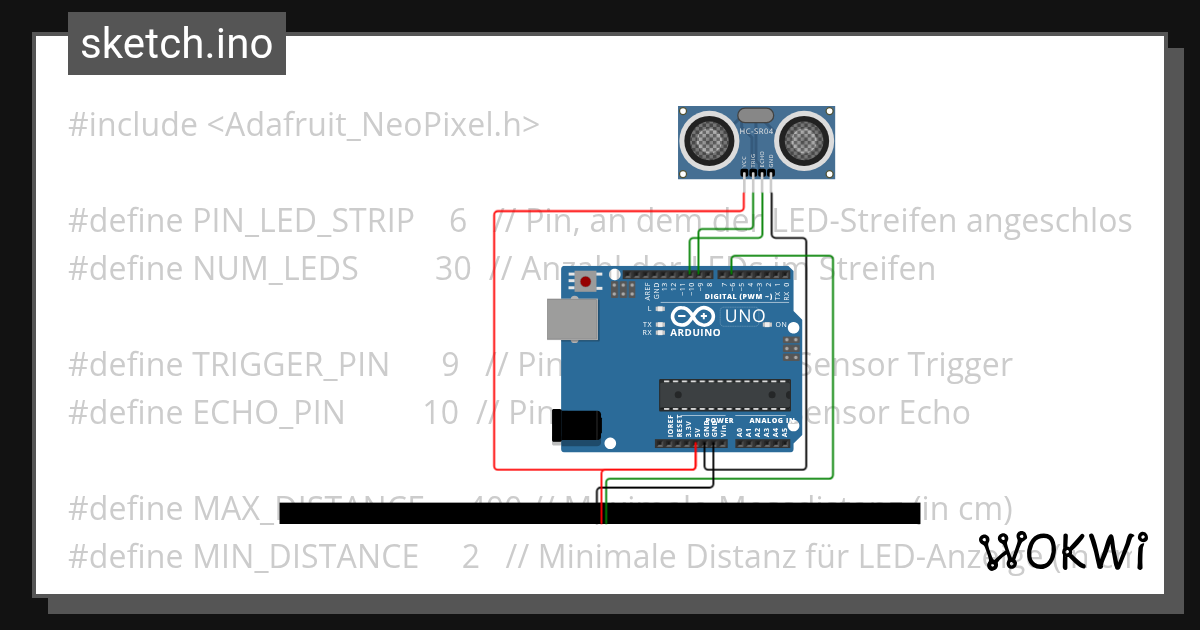 Einparkhilfe Ws2812 Sr04 Wokwi Esp32 Stm32 Arduino Simulator 8333