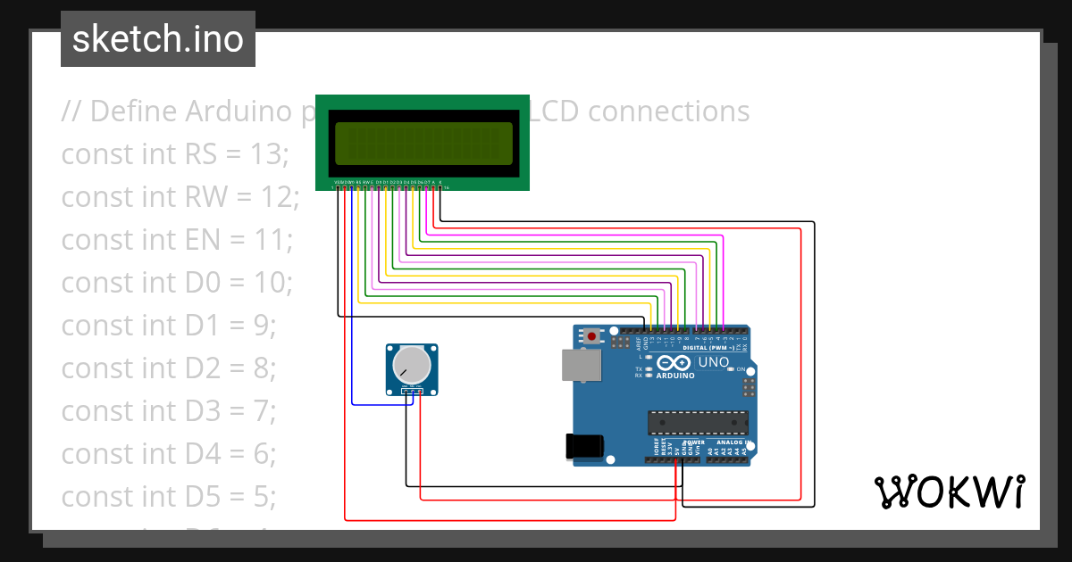 lcd 16*2 hello - Wokwi ESP32, STM32, Arduino Simulator