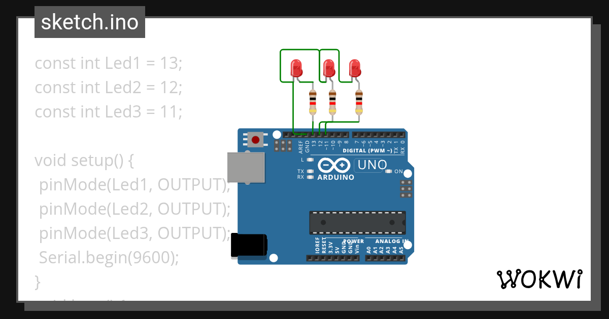 Secuencia de leds - Wokwi ESP32, STM32, Arduino Simulator