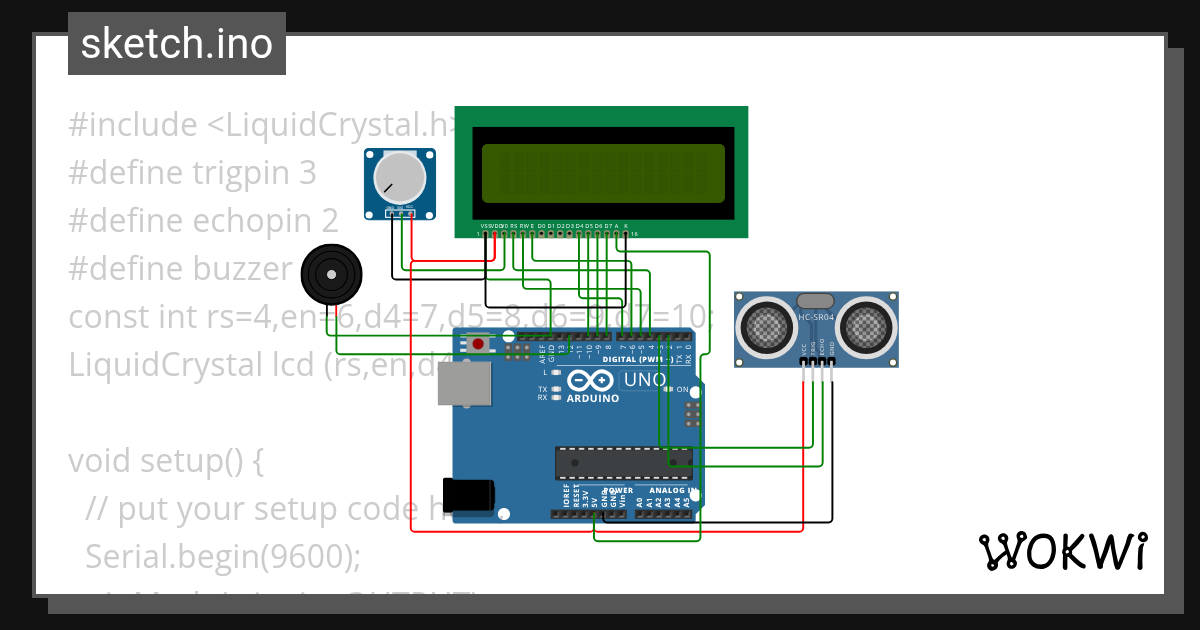 超声波lcd测距 Wokwi Esp32 Stm32 Arduino Simulator