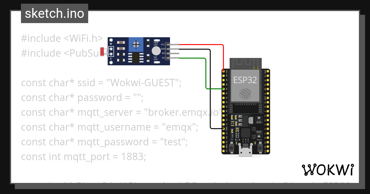 LDR,MQTT - Wokwi ESP32, STM32, Arduino Simulator