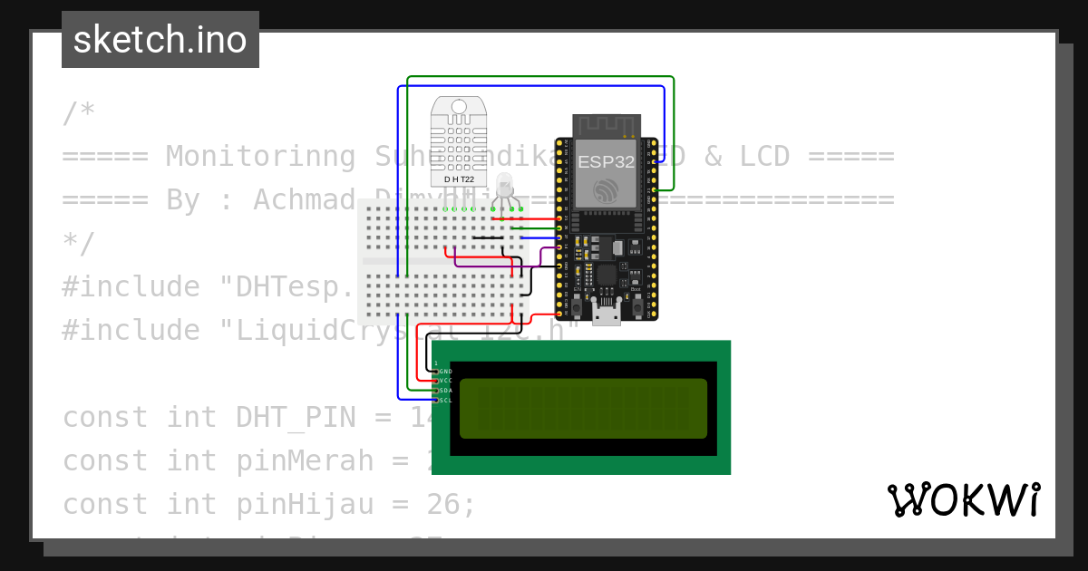 Monitorinng Suhu Indikator Led And Lcd Wokwi Esp32 Stm32 Arduino Simulator 5926